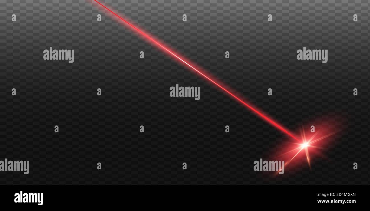 Abstract red laser beam. Transparent isolated on black background ...