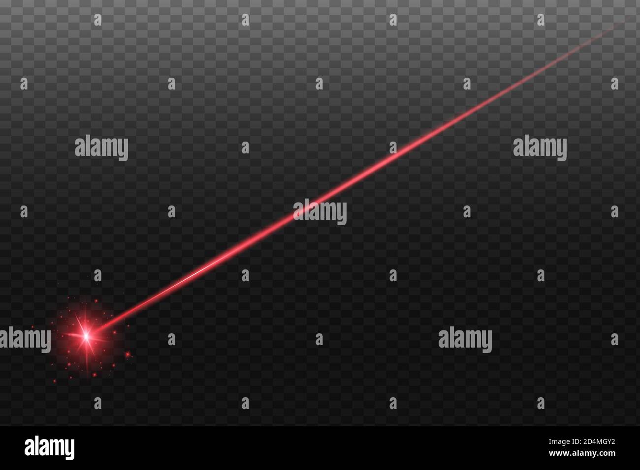 Abstract red laser beam. Transparent isolated on black background ...