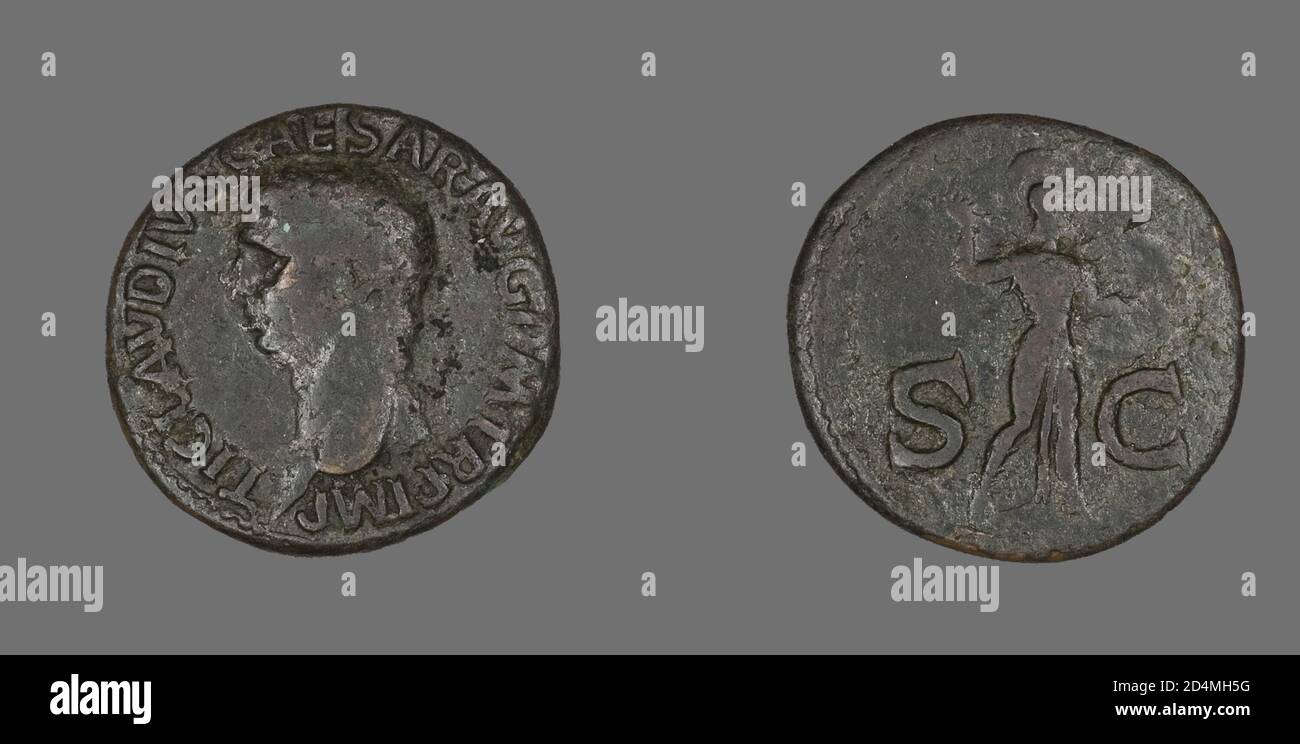 The front (obverse) of this coin portrays the emperor Claudius facing ...