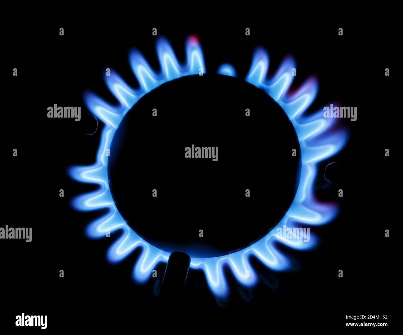 Burning gas on the kitchen gas stove Stock Photo - Alamy