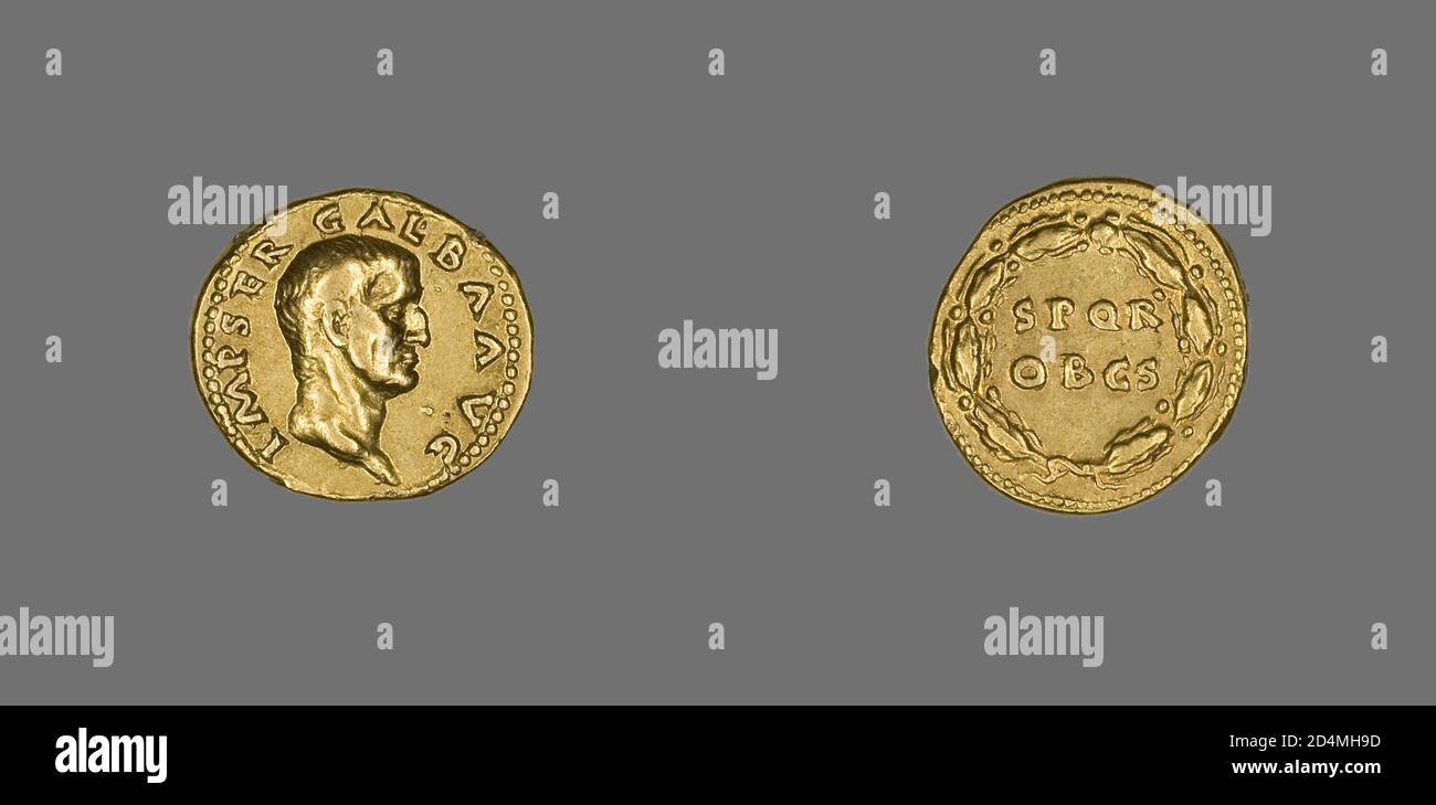 The front of this coin portrays the Emperor Galba facing right Stock ...