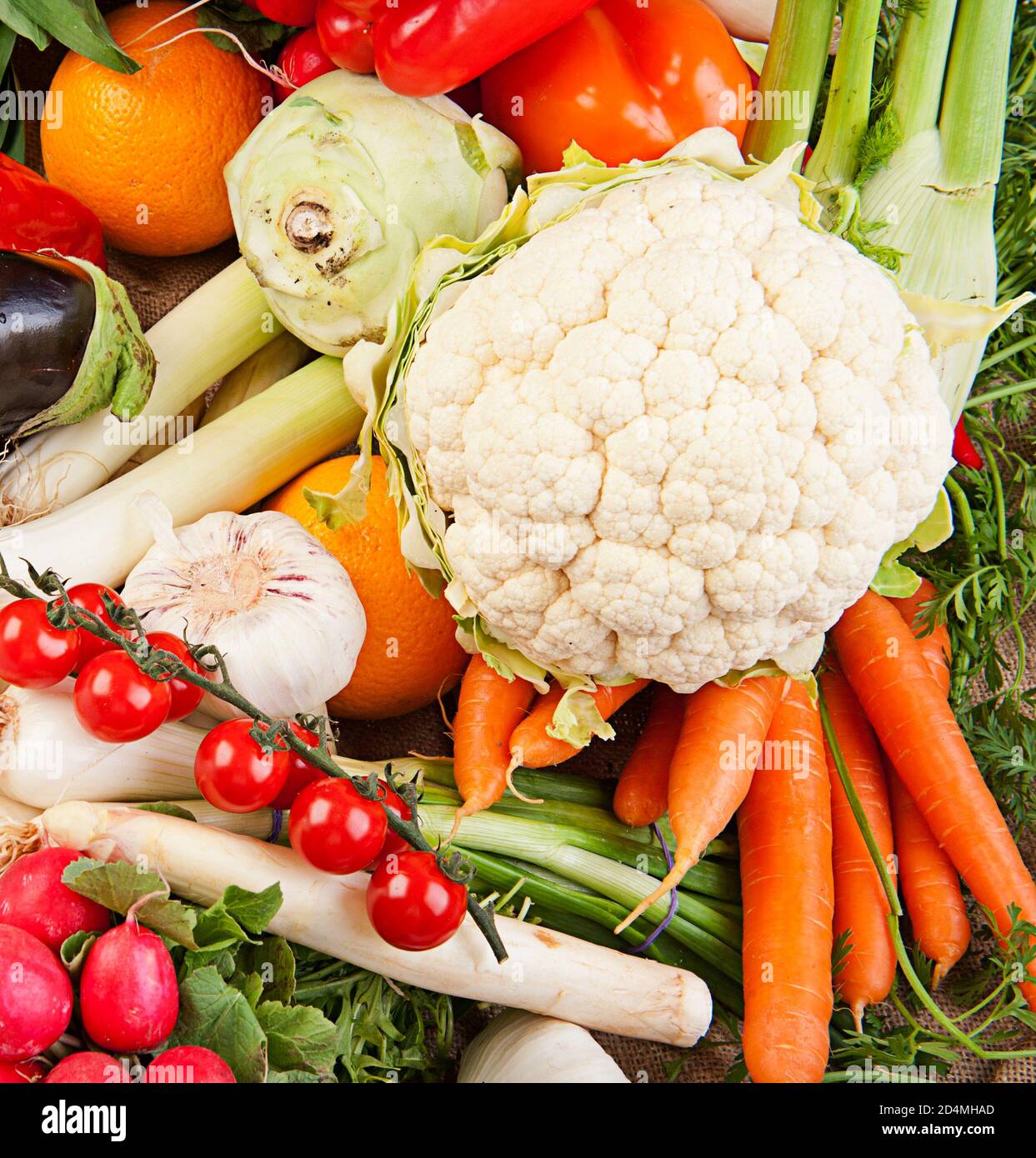 Assortment of various fresh organic vegetables from the garden Stock ...