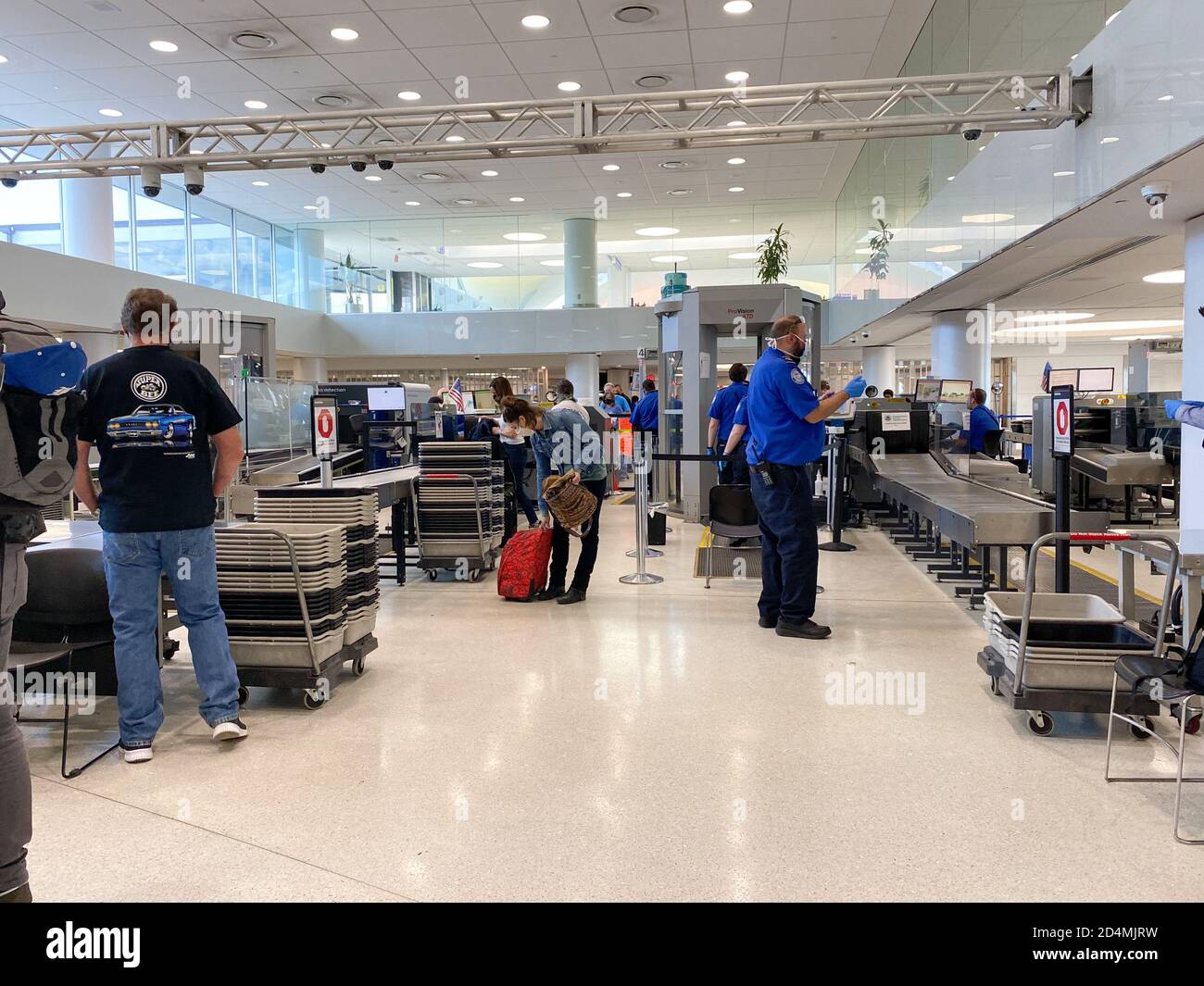St. Louis, MO/USA - 10/2/20: The TSA security at St. Louis, MO Lambert ...