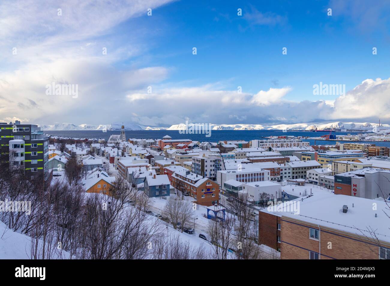Colourful houses in Hammerfest the most northerly town in North Norway ...