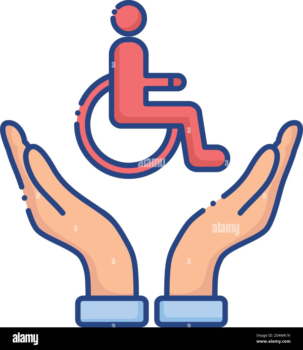 hands protecting wheelchair disabled flat style icon vector ...