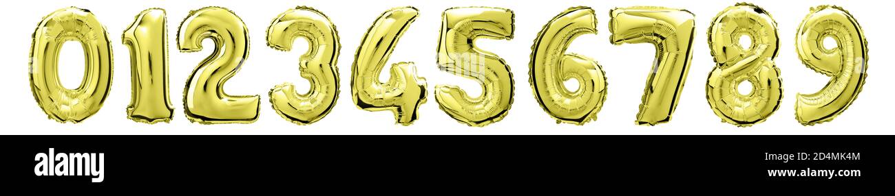 Golden numbers balloon isolated on a white background Stock Photo - Alamy