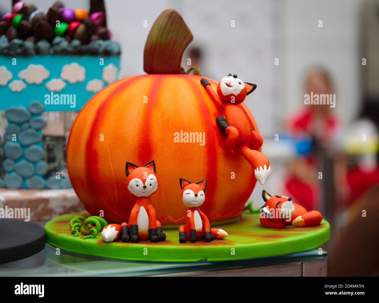 pumpkin pie made of sugar dough. the figure of the Fox is decorated ...