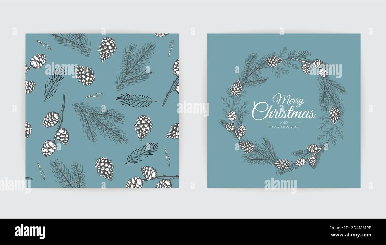 Vector Christmas Cards Set. Holiday Party Card Templates Design Stock ...