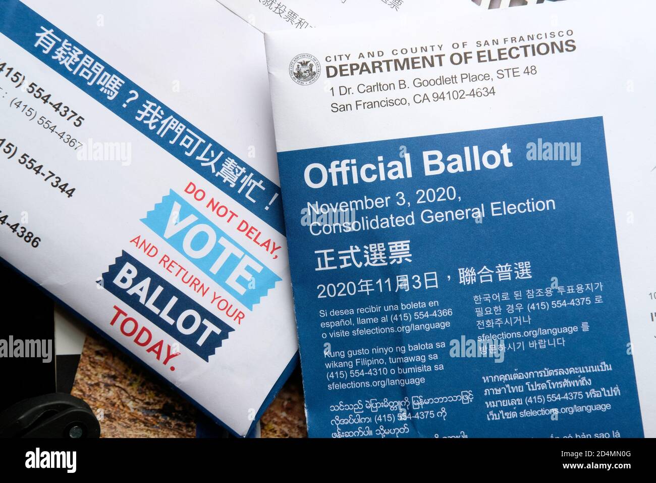 Official ballot envelope for the November 3 2020 General Election ...