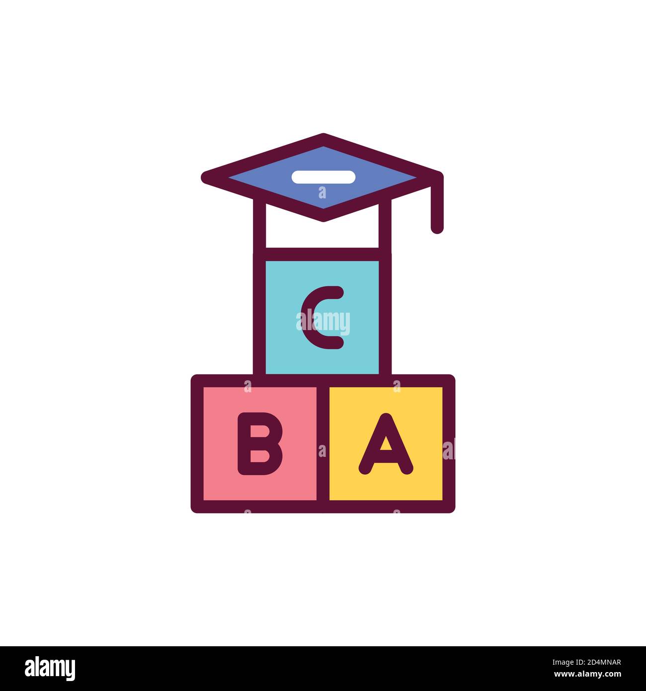 Teaching children color line icon. Vector illustration. Outline ...