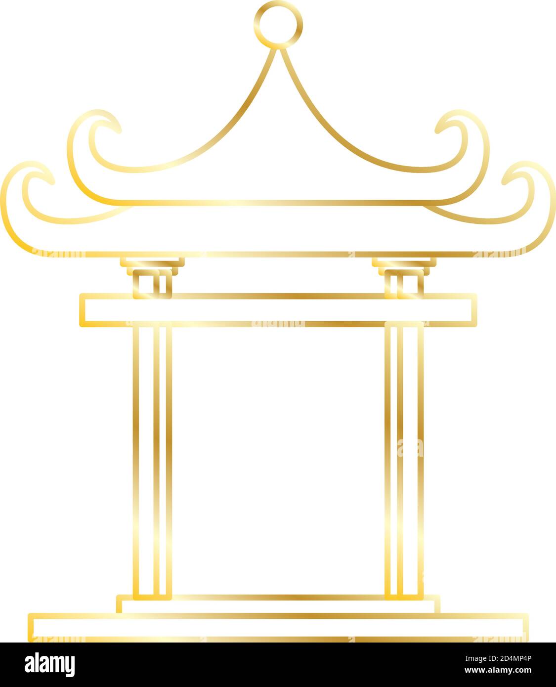 golden chinese tower columns structure icon vector illustration design ...