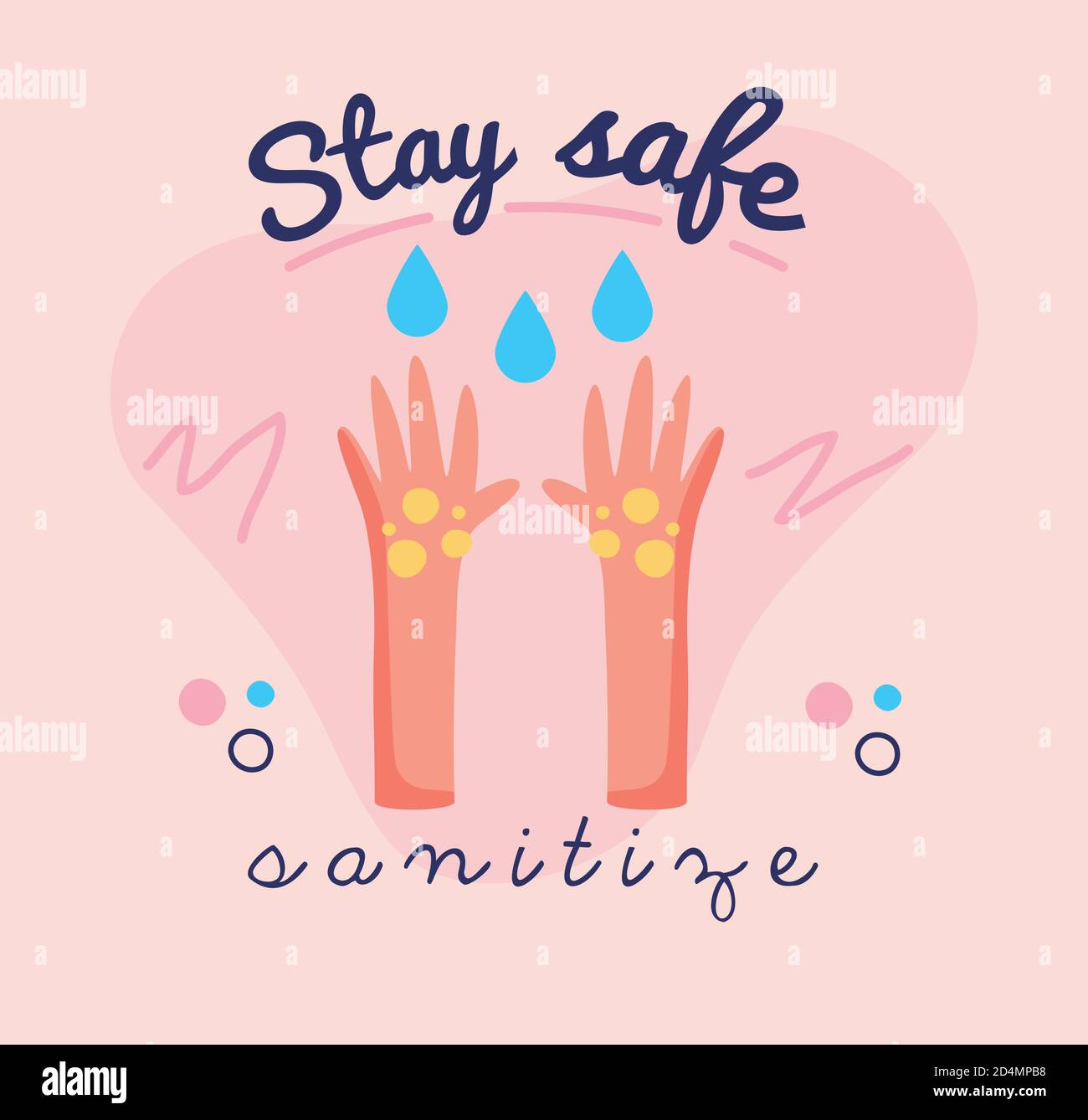 stay safe campaign lettering with hands washing sanitize vector ...