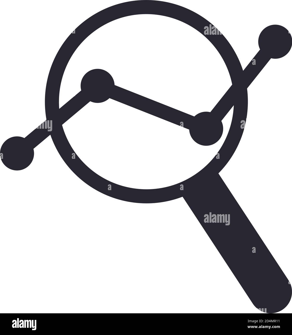 increase line chart on lupe line style icon design, Data analysis and information theme Vector ...