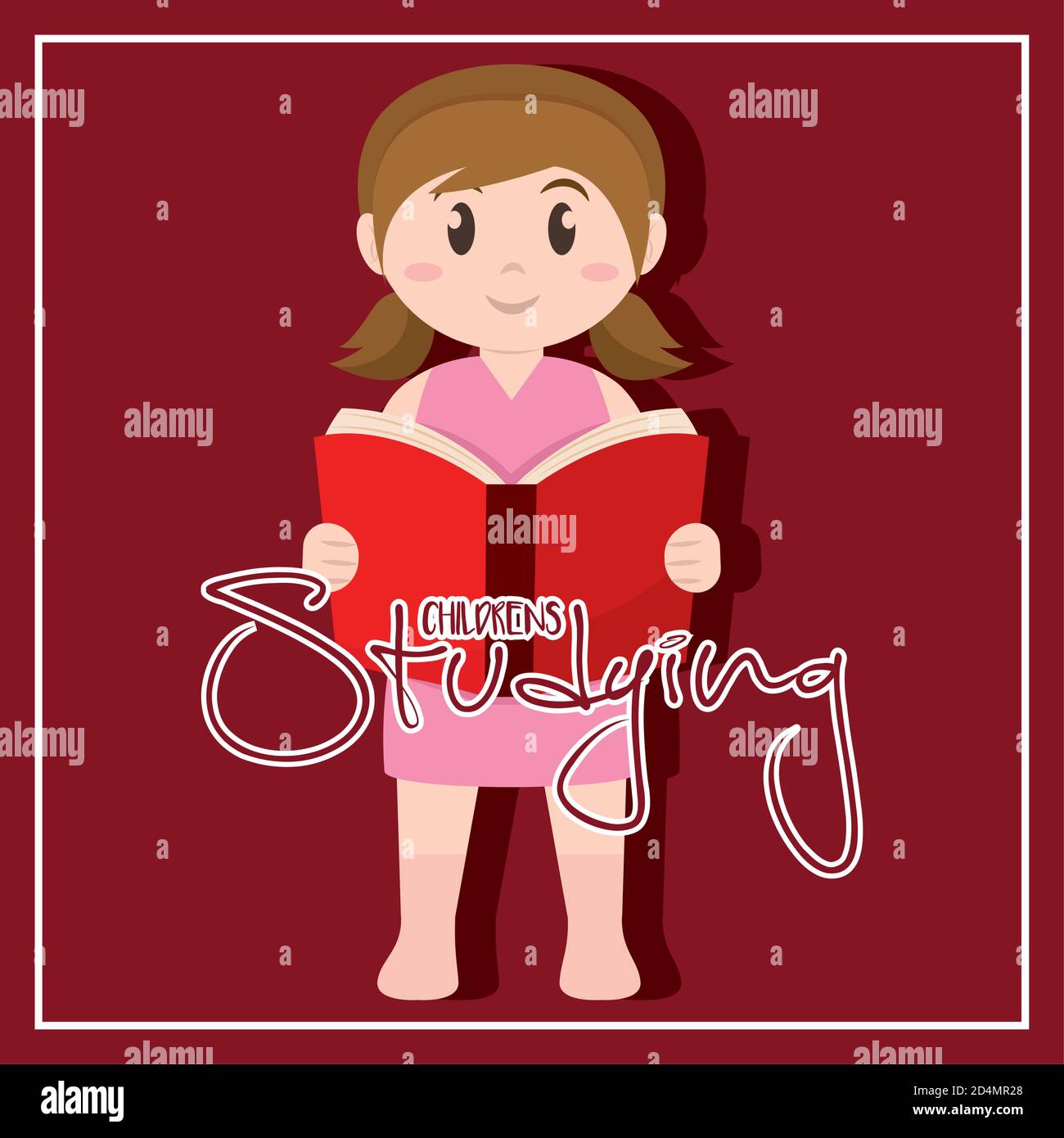 Isolated girl childrens studying school sticker - Vector Stock Vector ...