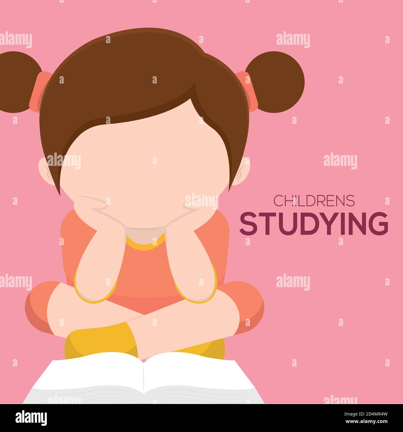 Isolated girl read childrens studying school cartoon - Vector Stock ...