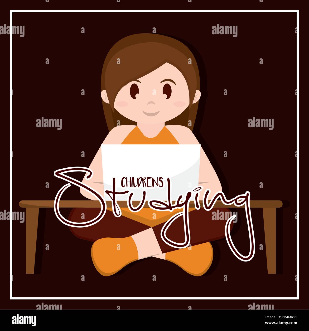 Isolated girl childrens studying school sticker - Vector Stock Vector ...