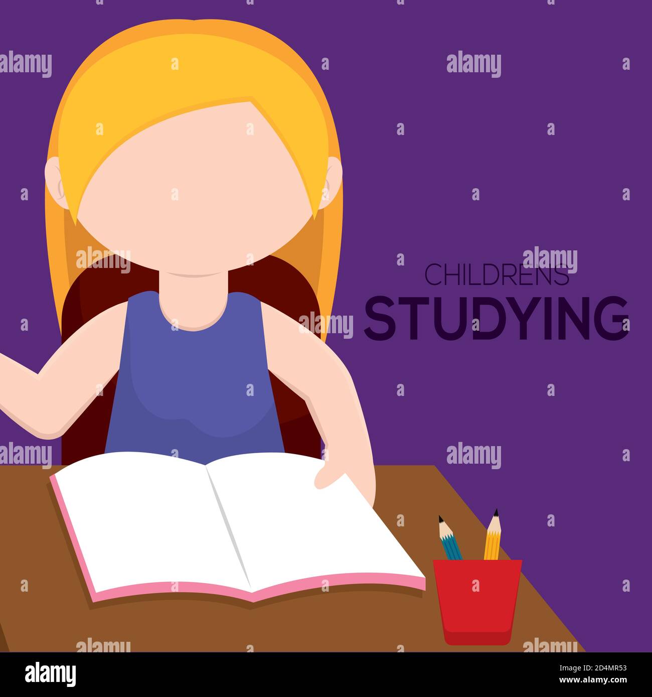 Isolated girl write childrens studying school icon - Vector Stock ...