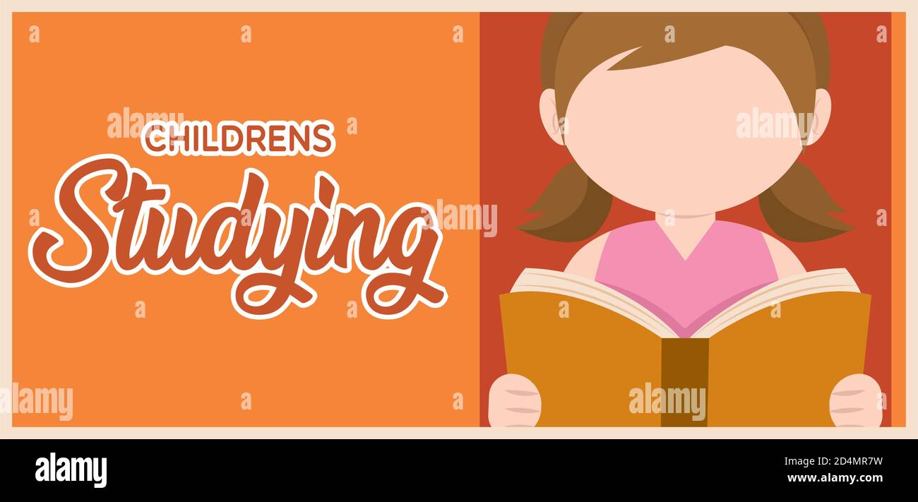 Isolated girl childrens studying school banner - Vector Stock Vector ...