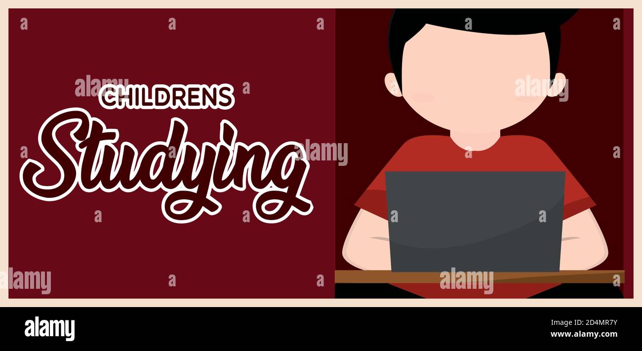 Isolated boy childrens studying school banner - Vector Stock Vector ...