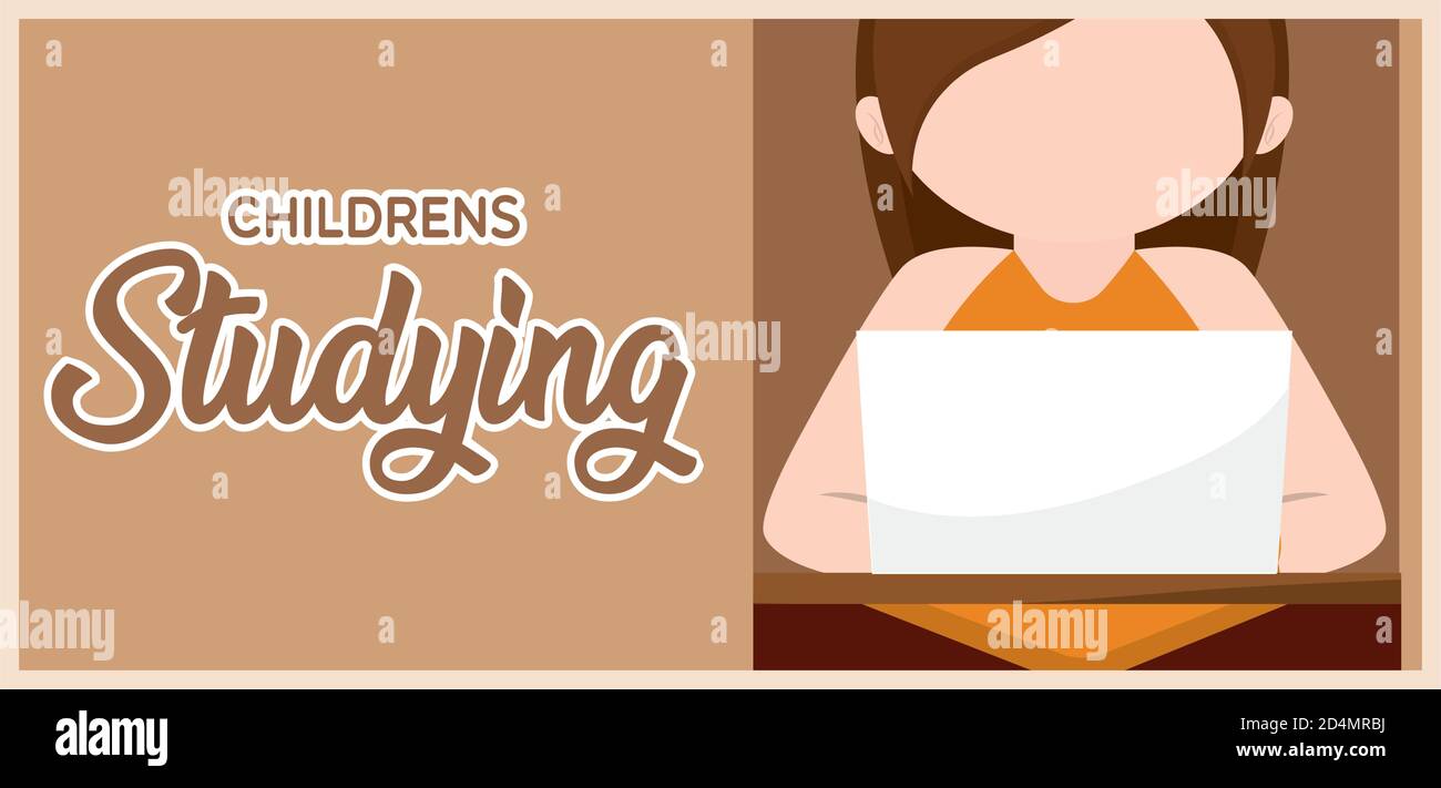 Isolated girl childrens studying school banner - Vector Stock Vector ...
