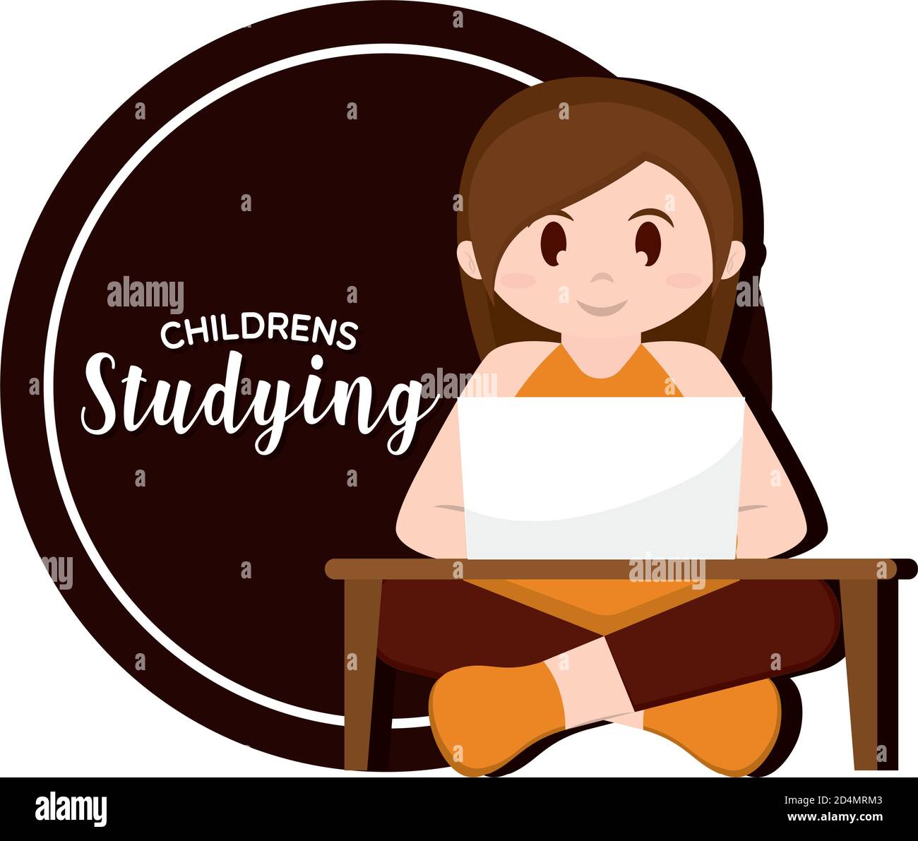 Isolated girl childrens studying school logo - Vector Stock Vector ...