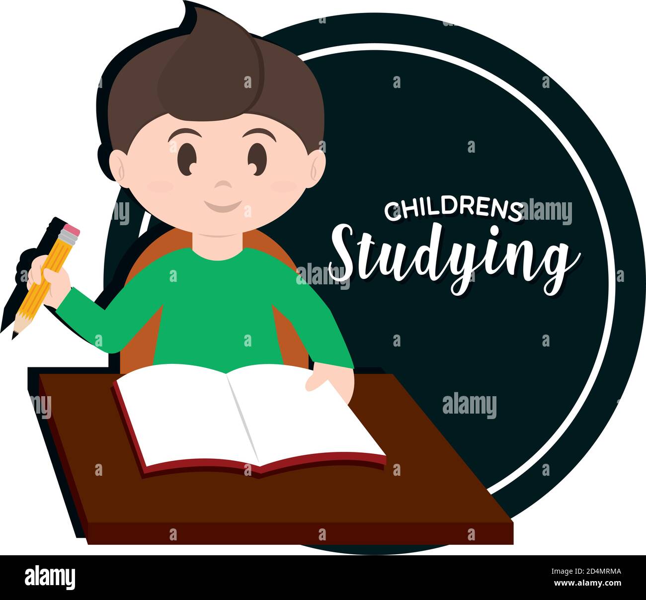 Isolated boy write childrens studying school logo - Vector Stock Vector ...