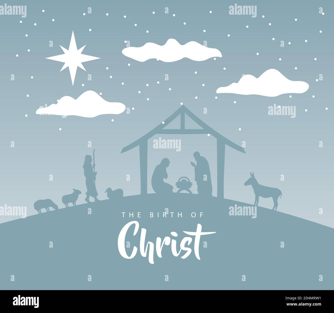 happy merry christmas manger scene with holy family in stable and ...