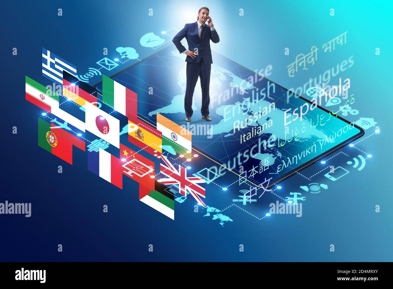 Concept of online real-time foreign language translation and learning Stock Photo - Alamy