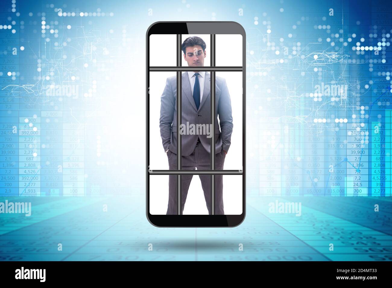 Online and internet dependency concept with businessman Stock Photo - Alamy