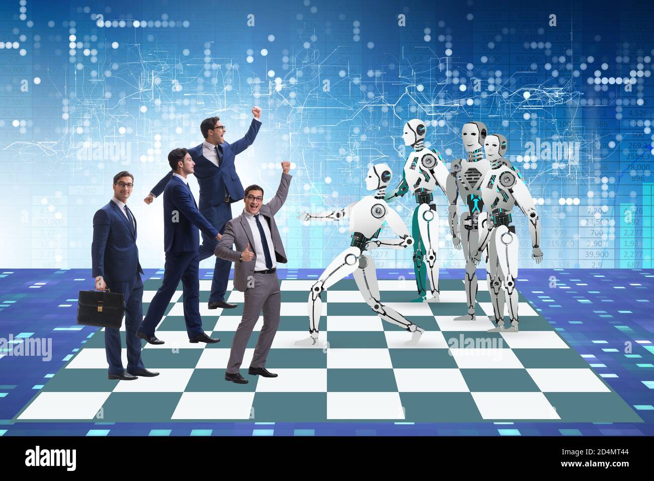 Concept of rivalry between robots and the humans Stock Photo - Alamy