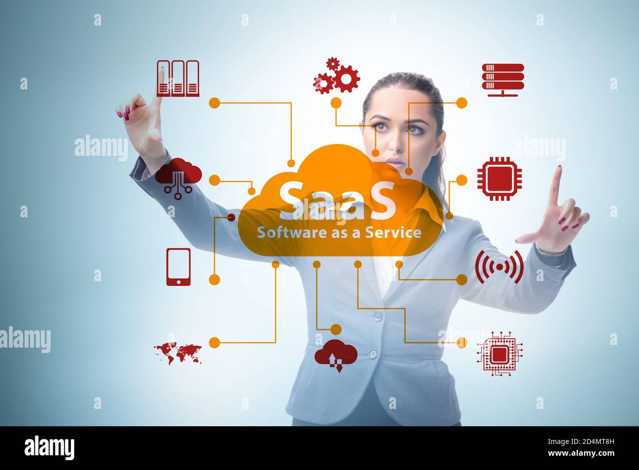 Software as a service - SaaS concept with the businesswoman Stock Photo ...