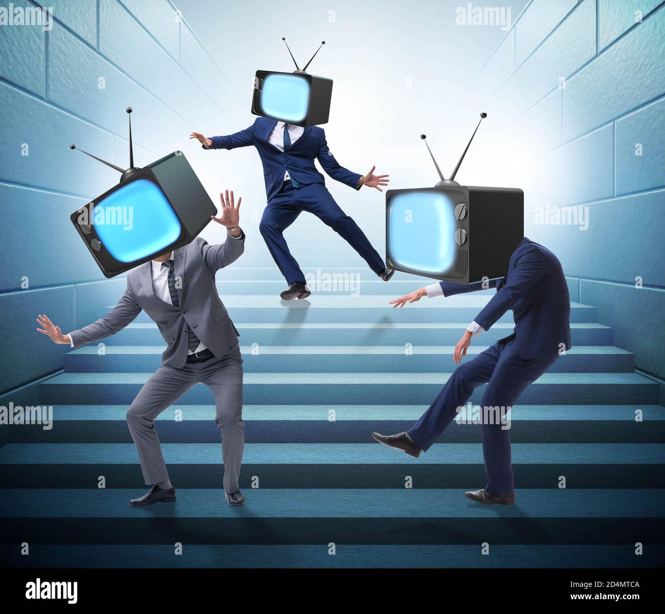 The media zombie concept with man and tv set instead of head Stock ...