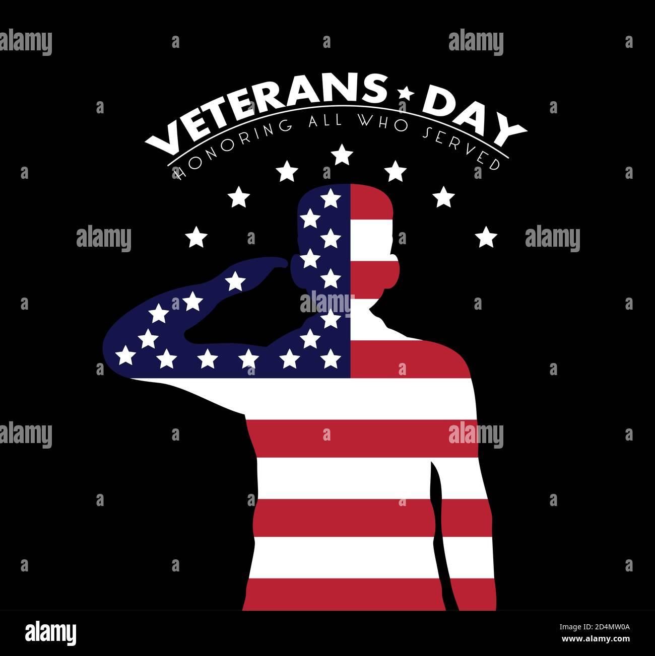 happy veterans day lettering with usa flag and saluting soldier vector ...