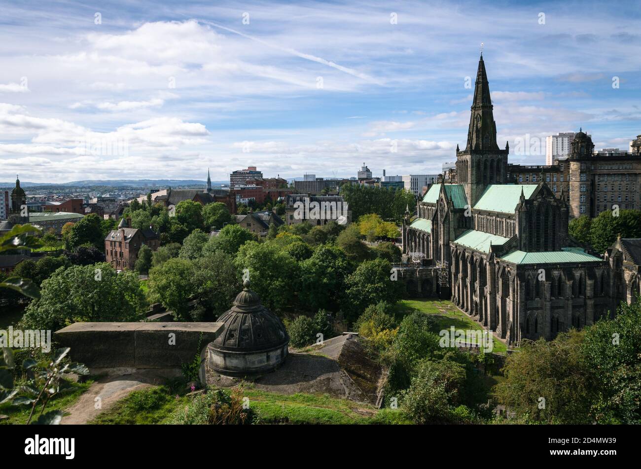 Glasgow cityscape with the Cathedral on the right, Scotland, United ...