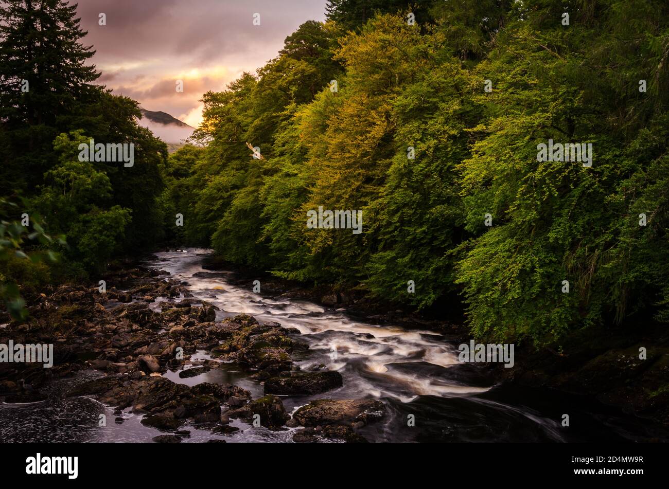The Falls of Dochart at dusk, Killin, Highlands, Scotland Stock Photo ...