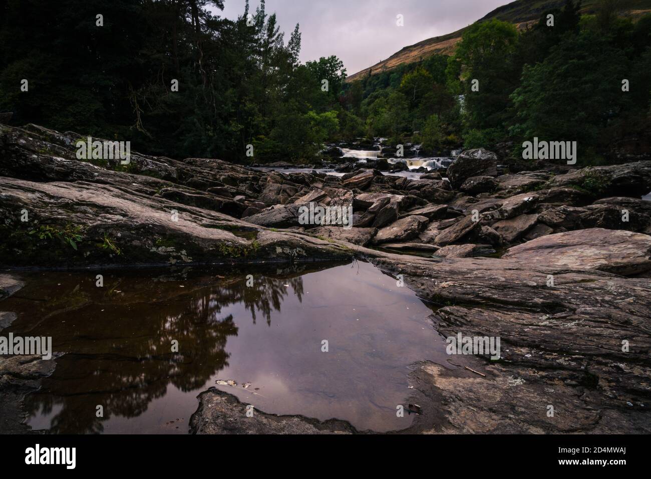 The Falls of Dochart at dusk, Killin, Highlands, Scotland Stock Photo ...