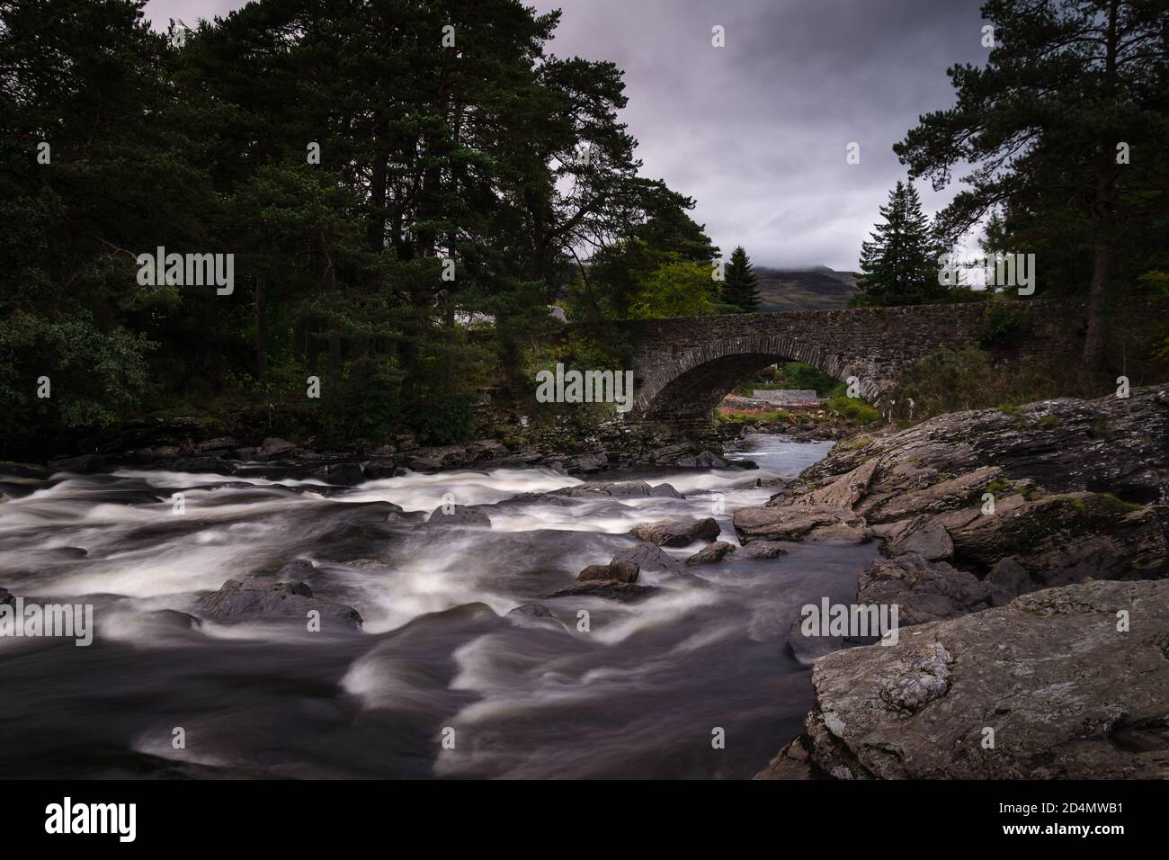 The Falls of Dochart at dusk, Killin, Highlands, Scotland Stock Photo ...