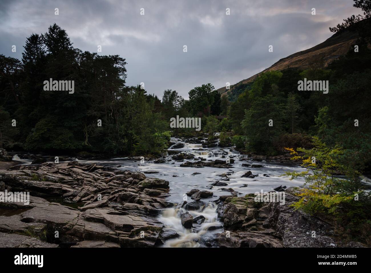The Falls of Dochart at dusk, Killin, Highlands, Scotland Stock Photo ...