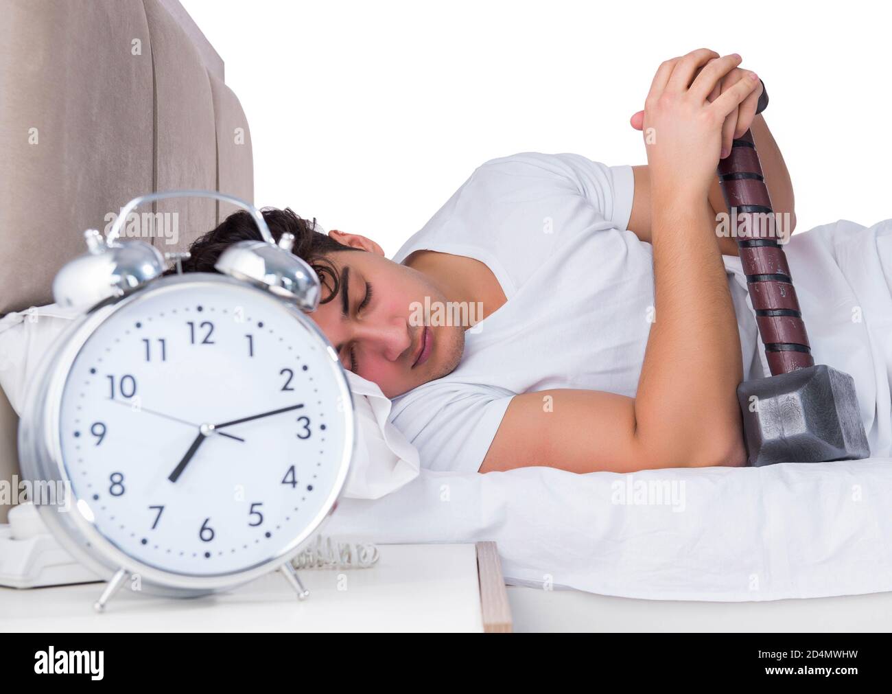 The man in bed suffering from insomnia Stock Photo - Alamy