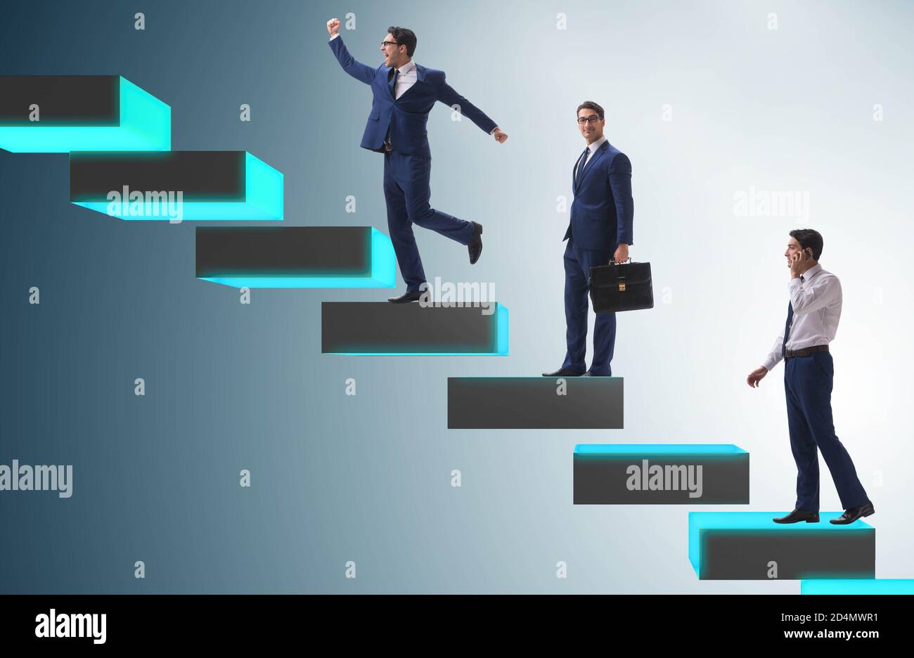 The business concept with man progressing through stages Stock Photo ...