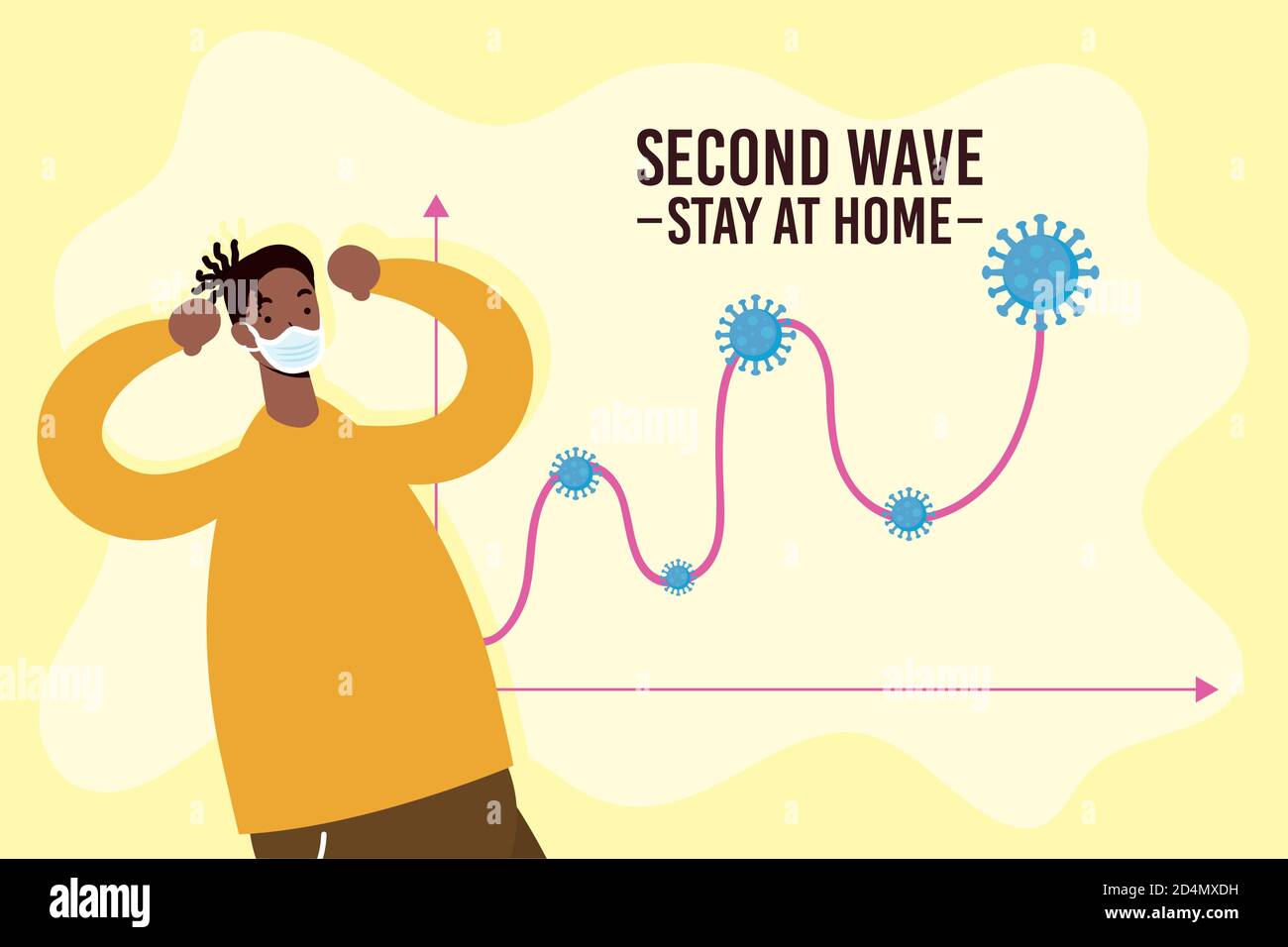 afro man with second wave campaign lettering vector illustration design ...