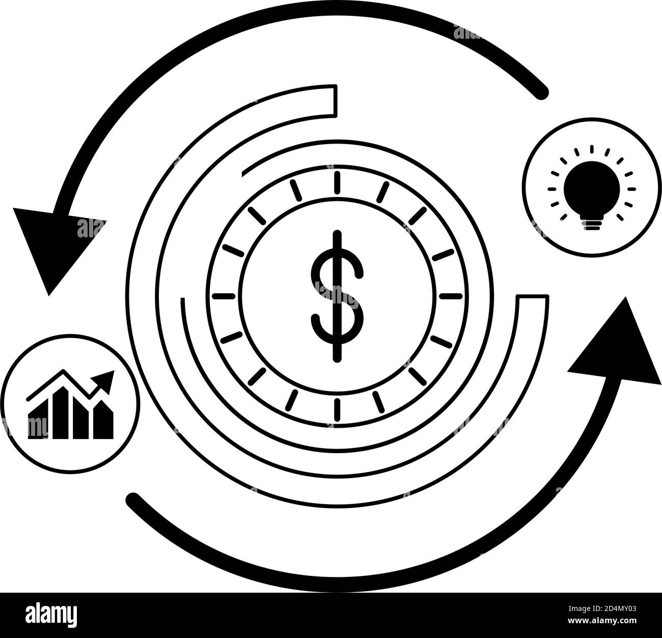 coin with arrows infographics statistics line style icon vector ...