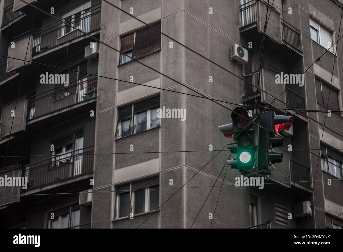 Green light on a Traffic light abiding by European standard regulations ...