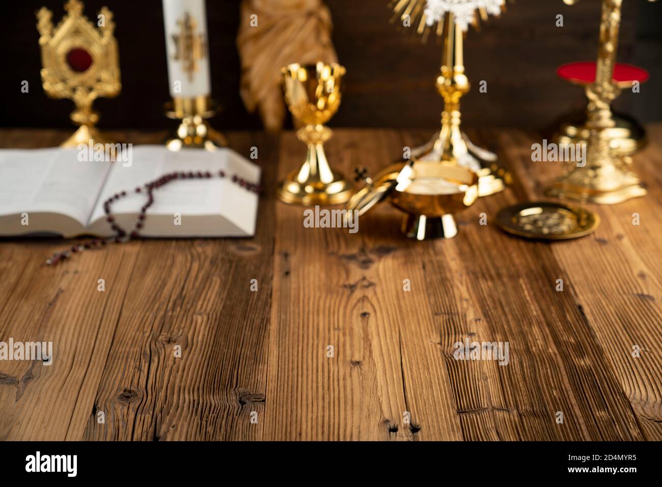 Catholic religion concept. Catholic symbols composition: cruciefied ...