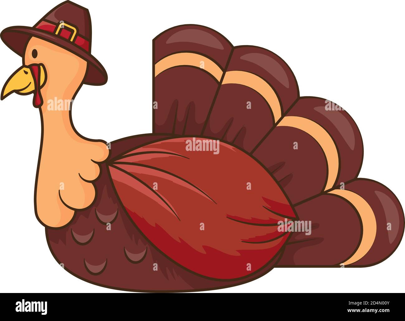 thanksgiving turkey wearing pilgrim hat character vector illustration ...