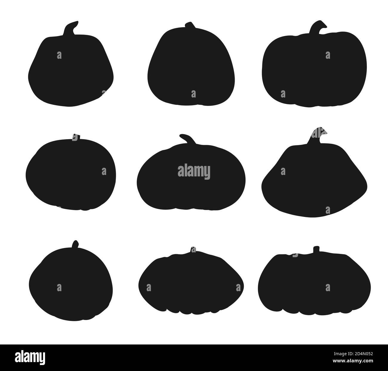 Set of Autumn pumpkin black silhouette icon. Symbol Thanksgiving and ...