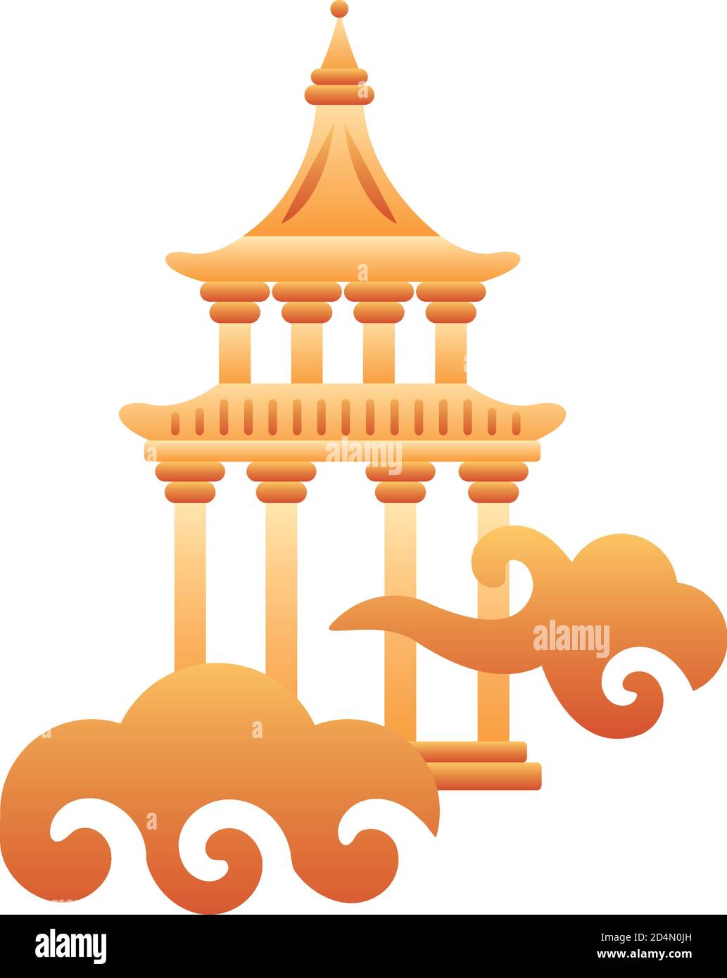 chinese cloud sky with columns tower vector illustration design Stock ...