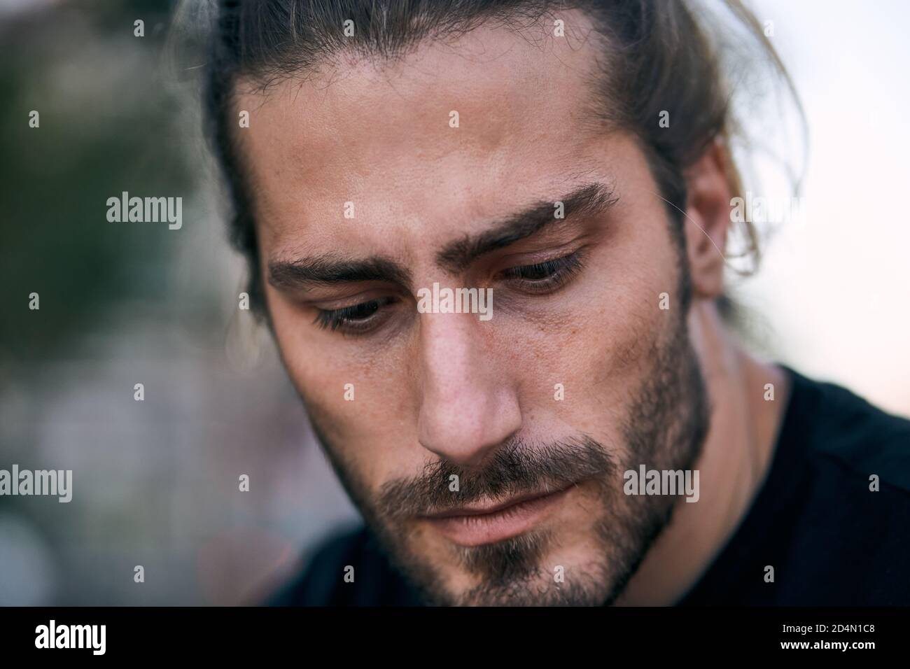 Caucasian man with a sad face expression Stock Photo - Alamy