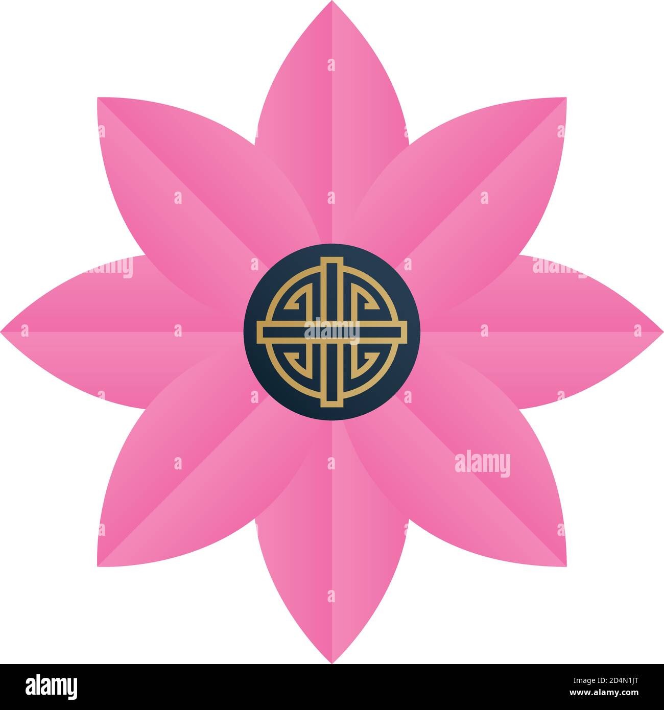 Chinese symbol seal stamp in pink flower design, China culture asia and ...