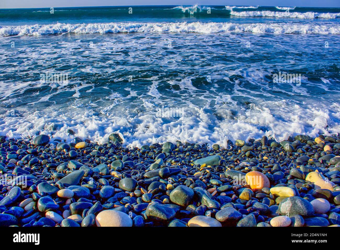 Winter blue waves of the Mediterranean beach in Cyprus Stock Photo - Alamy
